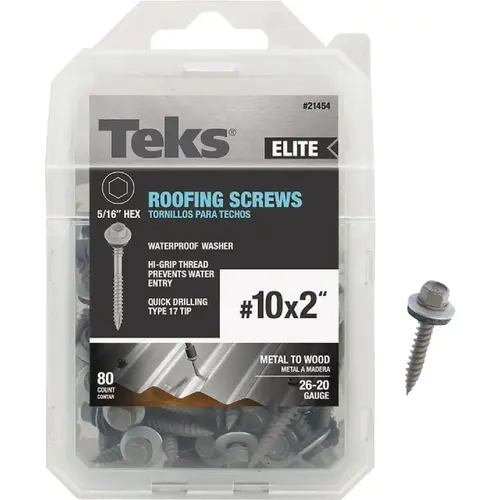 Teks 21454 Elite #10 x 2 In. Hex Washer Head Sharp Point Metal to Wood ...