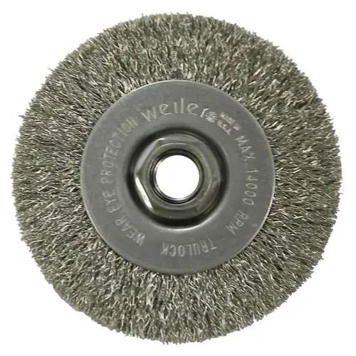 Weiler 13085 Crimped Wire Wheel, 4 in dia x 1/2 in W, 0.014 in ...
