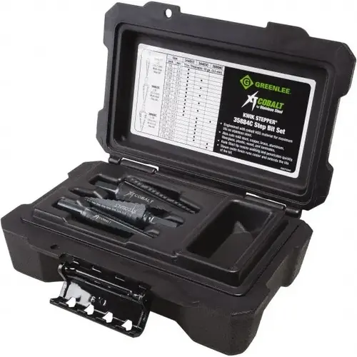 Greenlee 35884C Kwik Stepper Step Bit Kit, 1/8 in to 1-1/8 in Cutting ...