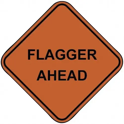 PRO-SAFE 07-800-4001 Road Construction Sign: Square, "Flagger Ahead ...