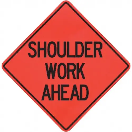 PRO-SAFE 07-800-3116-L Traffic Control Sign: Triangle, "Shoulder Work ...