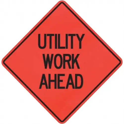 PRO-SAFE 07-800-3010-L Traffic Control Sign: Triangle, "Utility Work ...