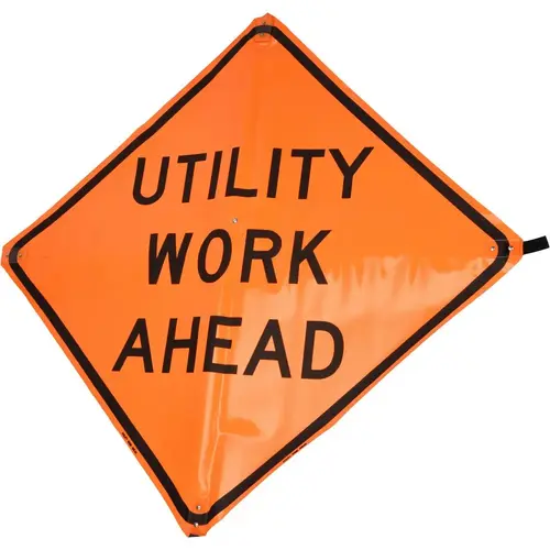 PRO-SAFE 07-800-3723-L Traffic Control Sign: Triangle, "Utility Work ...