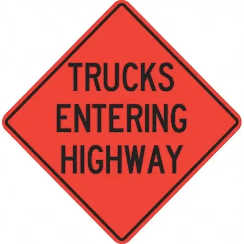 PRO-SAFE 07-800-3722-L Traffic Control Sign: Triangle, "Trucks Entering ...