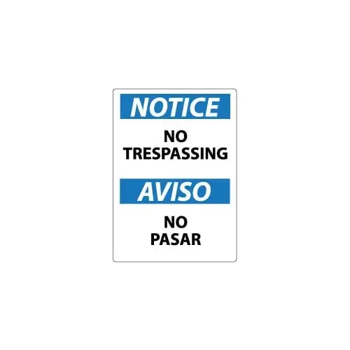 Accuform ESN218RB Sign: Rectangle, "Notice - No Trespassing" Buy Now
