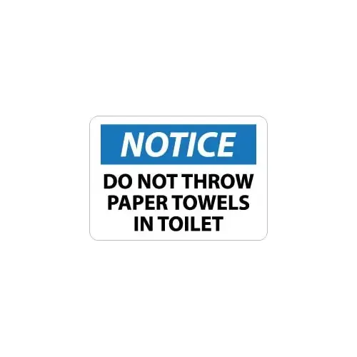 Accuform N261PB Sign: Rectangle, "Notice - Do Not Throw Paper Towels in ...