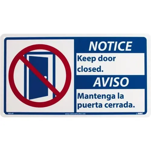 Accuform NBA4R Sign: Rectangle, "Notice - Keep Door Closed" Buy Now
