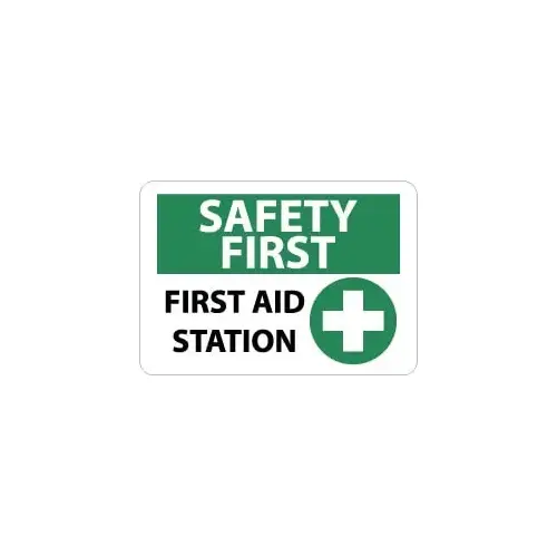 Accuform SF161PB Sign: Rectangle, "Safety First - First Aid Station ...