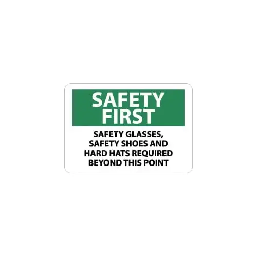 Accuform SF173AB Sign: Rectangle, "Safety First - Safety Glasses ...