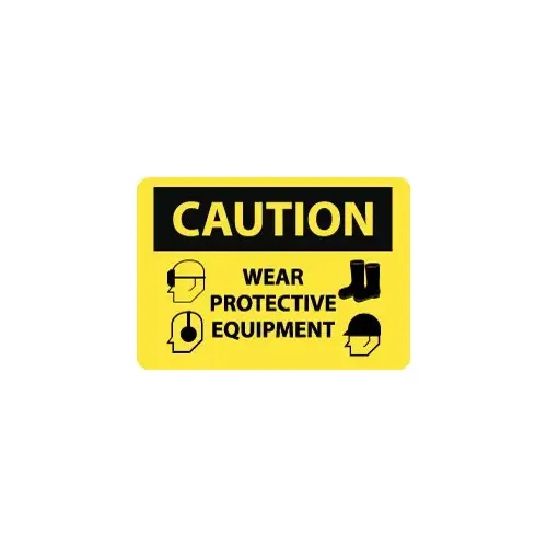 Accuform C653RB Sign: Rectangle, "Caution - Wear Protective Equipment ...