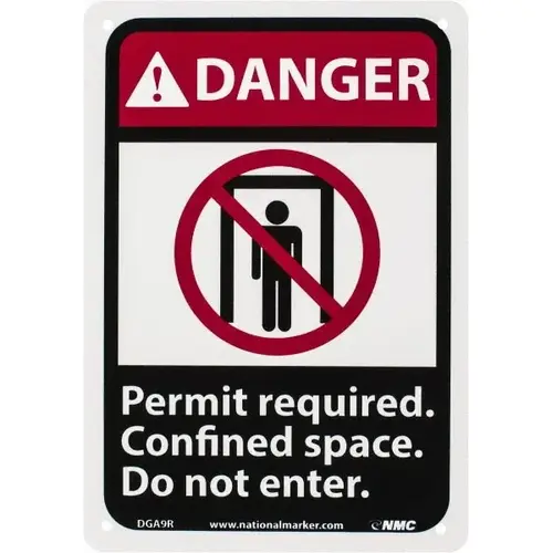 Accuform DGA9R Sign: Rectangle, "Danger - Permit Required - Confined ...