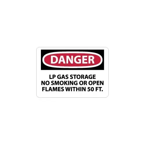 Accuform D452RB Sign: Rectangle, "Danger - LP Gas Storage - No Smoking ...