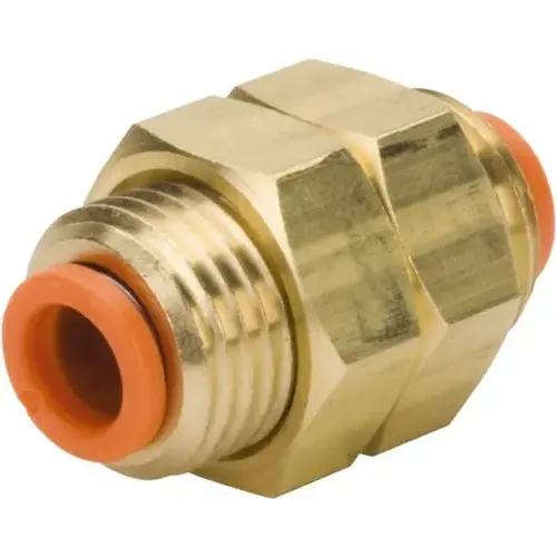 SMC PNEUMATICS KQ2E03-00A Push-to-Connect Tube Fitting: Bulkhead Union, 1/2-20 Thread, 5/32" OD ...