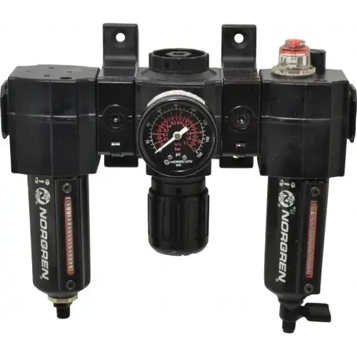 Norgren 24-073-103-260 FRL Combination Unit: 1/2 NPT, Intermediate, 3 Pc Filter-Regulator ...