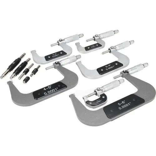Value Collection 600-1016 Mechanical Outside Micrometer Set: 6 Pc, 0 to ...