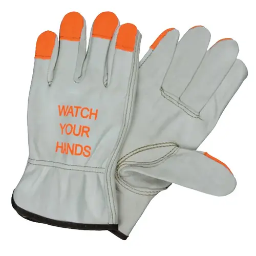 MCR Safety 3213HVIS Watch Your Hands" Drivers Gloves, 3213HVI, CV Grade ...