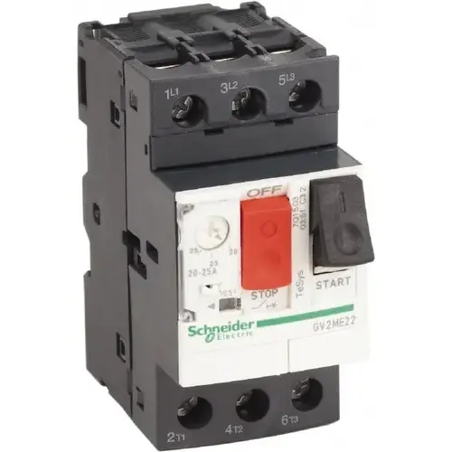 Schneider Electric SA GV2ME22 25 Amp, 690 VAC at 50/60 Hz, 3 Pole, Bolt ...