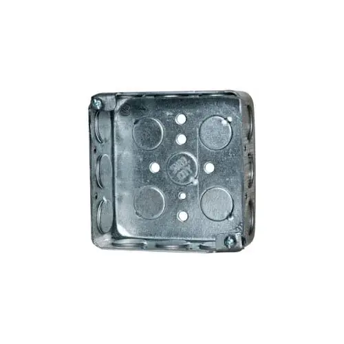 THOMAS & BETTS 52151-1/2 Electrical Outlet Box: Steel, Square, 4" OAH, 4" OAW, 1-1/2" OAD, 2 ...