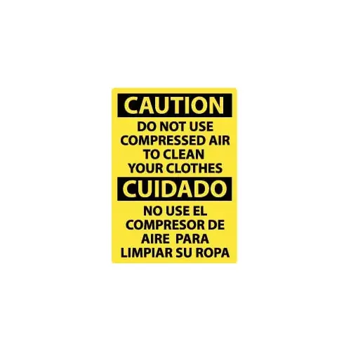Accuform ESC205PB Sign: Rectangle, "Caution - Do Not Use Compressed Air ...