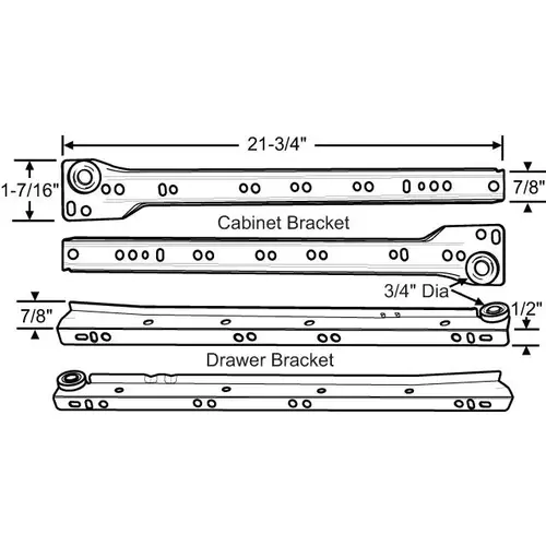 Brixwell 45-581-22 22in Drawer Slides White Bottom Mount Self Closing ...