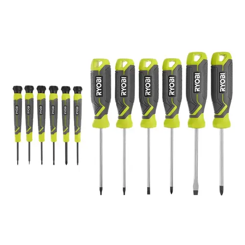 RYOBI RHSDS04 RYOBI Screwdriver Set With Cushion Grip Handles, 12 Piece ...