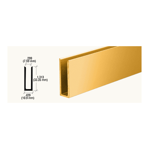 CRL D673BGA Brite Gold Anodized 1/4" Aluminum U-Channel