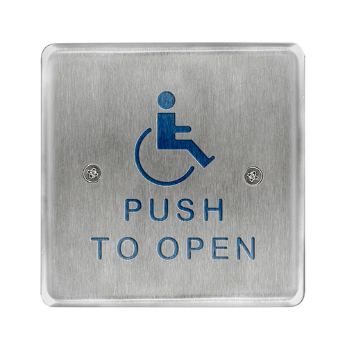 BEA 10PBS451 Stainless steel push plate, 4.5 In. square, blue handicap ...