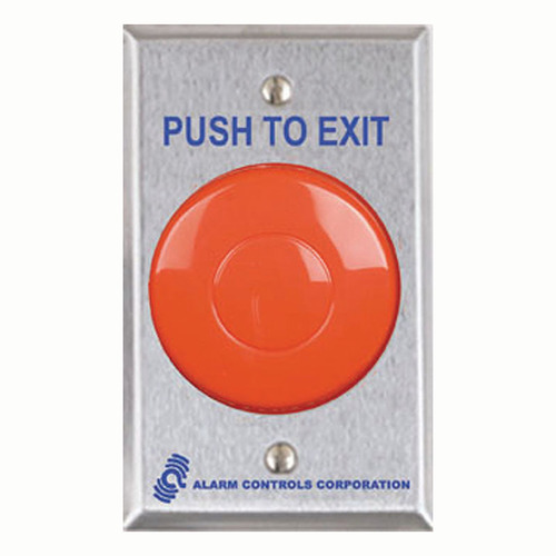 Alarm Controls TS-21R 2-1/2" Round Red Mushroom Push to Exit Button ...