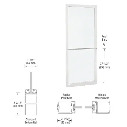 CRL-U.S. Aluminum DC22752R136 White KYNAR Paint 250 Series Narrow Stile ...
