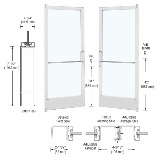 CRL-U.S. Aluminum HE22252 White KYNAR Paint Custom Pair Series 250 ...