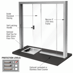 CRL SBRWA1 Satin Anodized Bullet Resistant Level 1 Manual Sliding ...