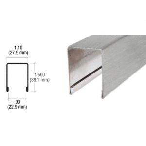 CRL GRUC7BS10 Brushed Stainless U-Channel Cap for 3/4" Glass