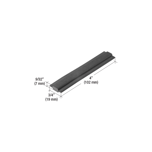 CRL-U.S. Aluminum SB220 EPDM 4" Setting Block for 1/4" Glazing - 100/Pk
