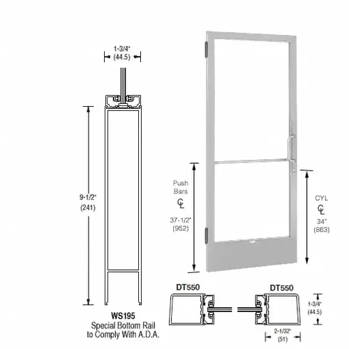 CRL-U.S. Aluminum DE21511R036 Clear Anodized 250 Series Narrow Stile ...