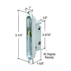 CRL E2189 1" Wide Mortise Lock and Plate with 45 Degree Keyway