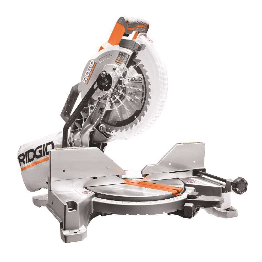 RIDGID R4113 RIDGID 15 Amp 10 in. Dual Miter Saw with LED Cut Line Indicator Orange Buy Now