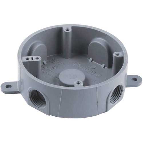 Carlon E365DR 4 in. Round Gray Weatherproof T-Box