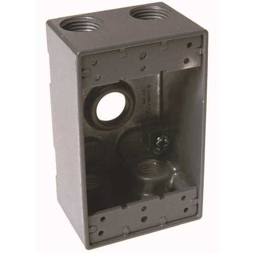 BELL 5331-0B Gray 1-Gang Weatherproof Box with 3/4 in. Threaded Outlets