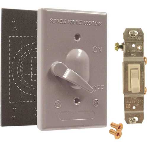 BELL 5121-0 1-Gang Gray Weatherproof Toggle Switch Cover Assembly