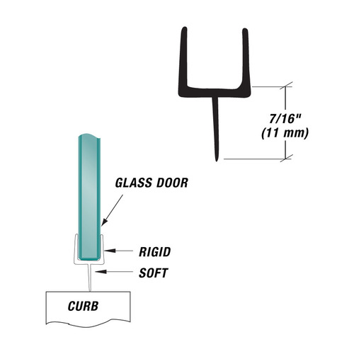 US Horizon PBRI-12 Clear Shower Door Bottom Rail Fits 1/2 Inch Glass ...