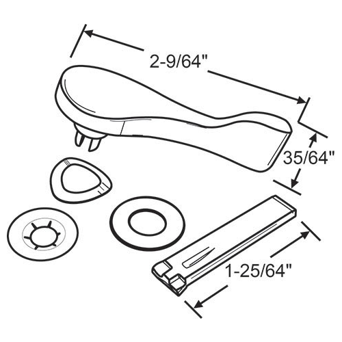 Brixwell 13-341W-tt Patio Door Handle thumbturn Kit white Full Tail