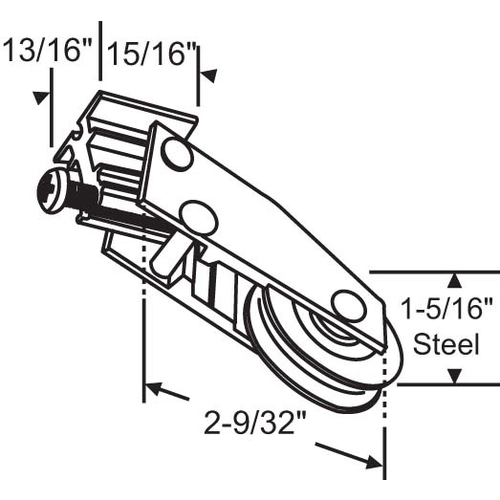 Brixwell 900-9582 Patio Door Roller Assembly 1-5/16 Steel Wheel pdr 33
