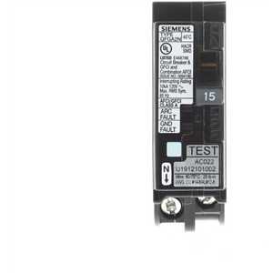Siemens Q115DFN 15 Amp 1-Pole QFGA2N AFCI/GFCI 10kA Breaker