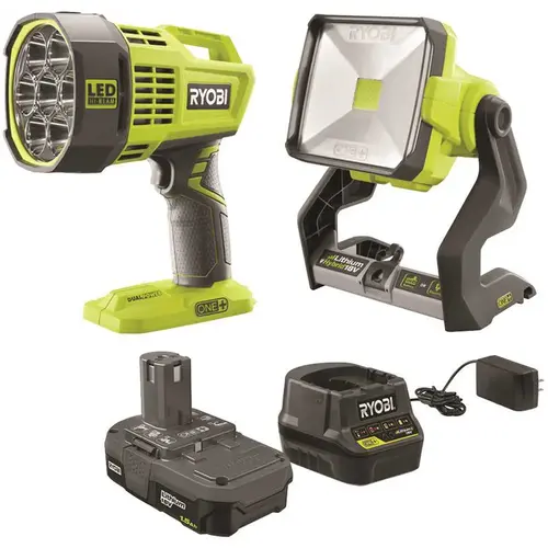 RYOBI PCK301KSBN ONE+ 18V Cordless Hybrid LED Spot Light and Hybrid LED ...