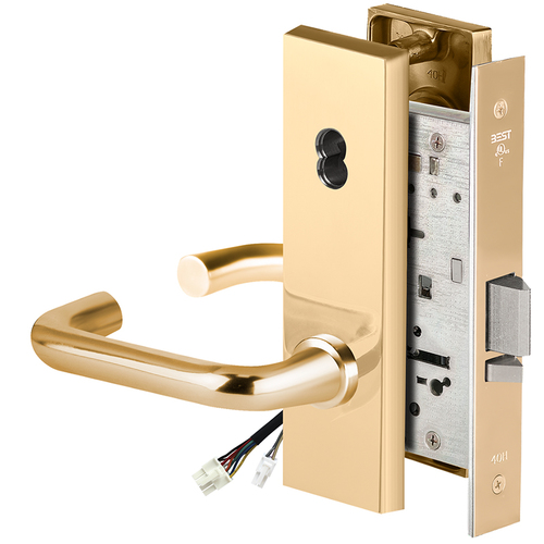 BEST 45HW7DEL3N605RQE12V Electric Mortise Lock Bright Brass