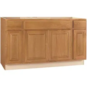 Hampton Bay KSB60 MO Hampton Assembled 60x34.5x24 in. Sink Base Kitchen Cabinet in Medium Oak Buy Now