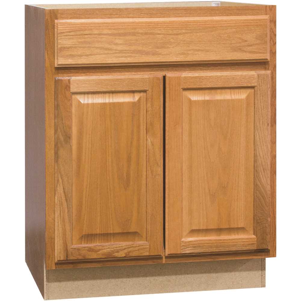 Hampton Bay KVSB24 MO Hampton Assembled 24 x 34.5 x 21 in. Bathroom Vanity Base Cabinet in Medium Oak Buy Now