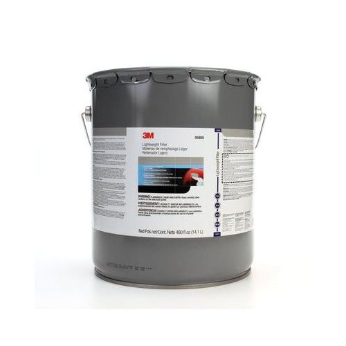 3M 05805 Lightweight Body Filler, 5 gal Pail, Gray/Red, Paste