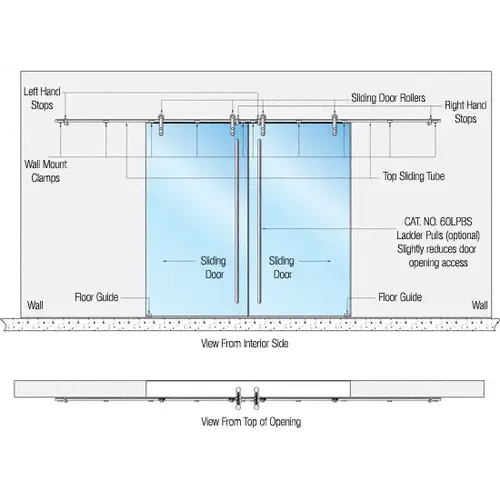 CRL LSWM2BS Brushed Stainless Laguna Series Double Sliding Doors Wall ...