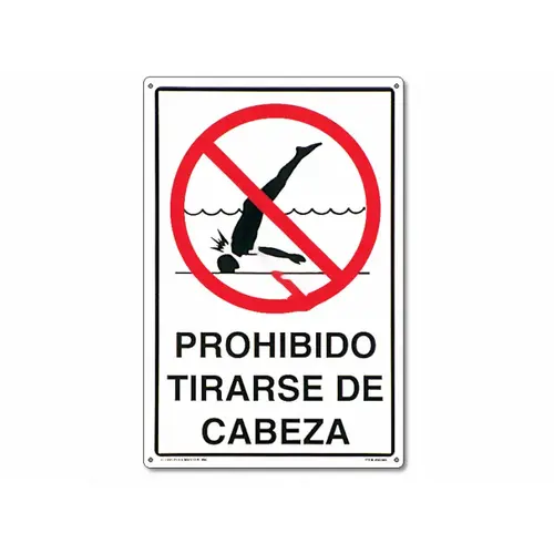 POOLMASTER INCORPORATED 40385 12"x18" Prohibido Tirarse De Cabeza Sign ...